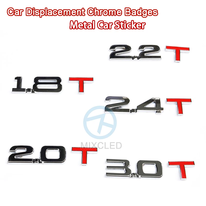 3D Metal 1.6T 1.8T 2.0L 2.2T Displacement Chrome Badge Car sticker 3D ...