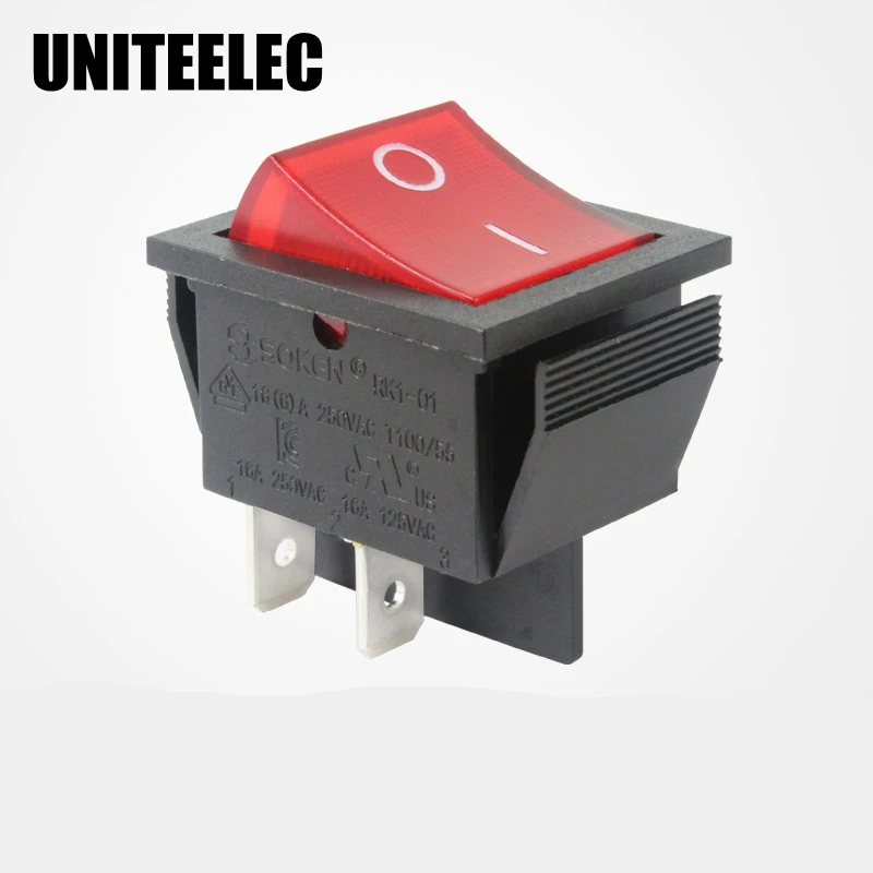 10 unids/lote Alta Calidad soken RK1 01 con luz Rocker Switch 16A 250 V ...