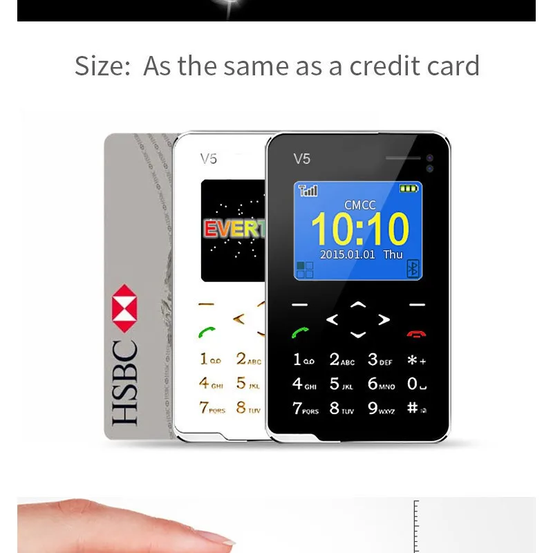 BLACK COLOUR /AIEK/AEKU V5 Card Mobile Phone 6.9 mm Ultra Thin Pocket ...