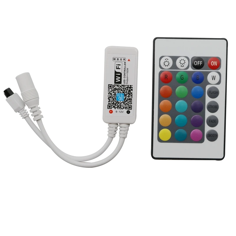 DC12V Mini Wifi RGB/RGBW Led Controller + IR 24 Key Remote Controller ...