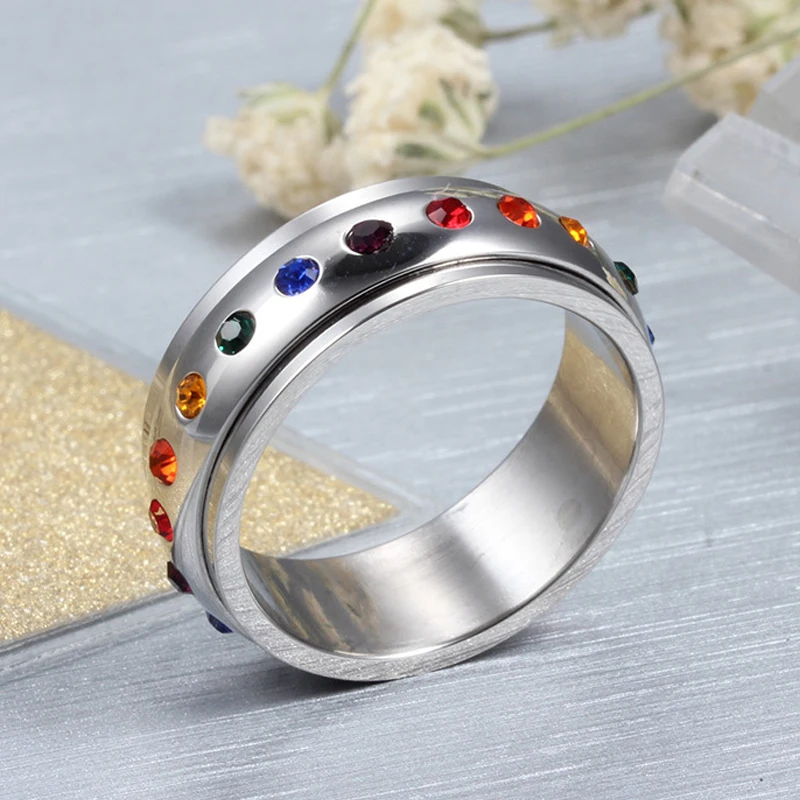 Rainbow Pride Rhinestone Engagement Ring - Queerks™