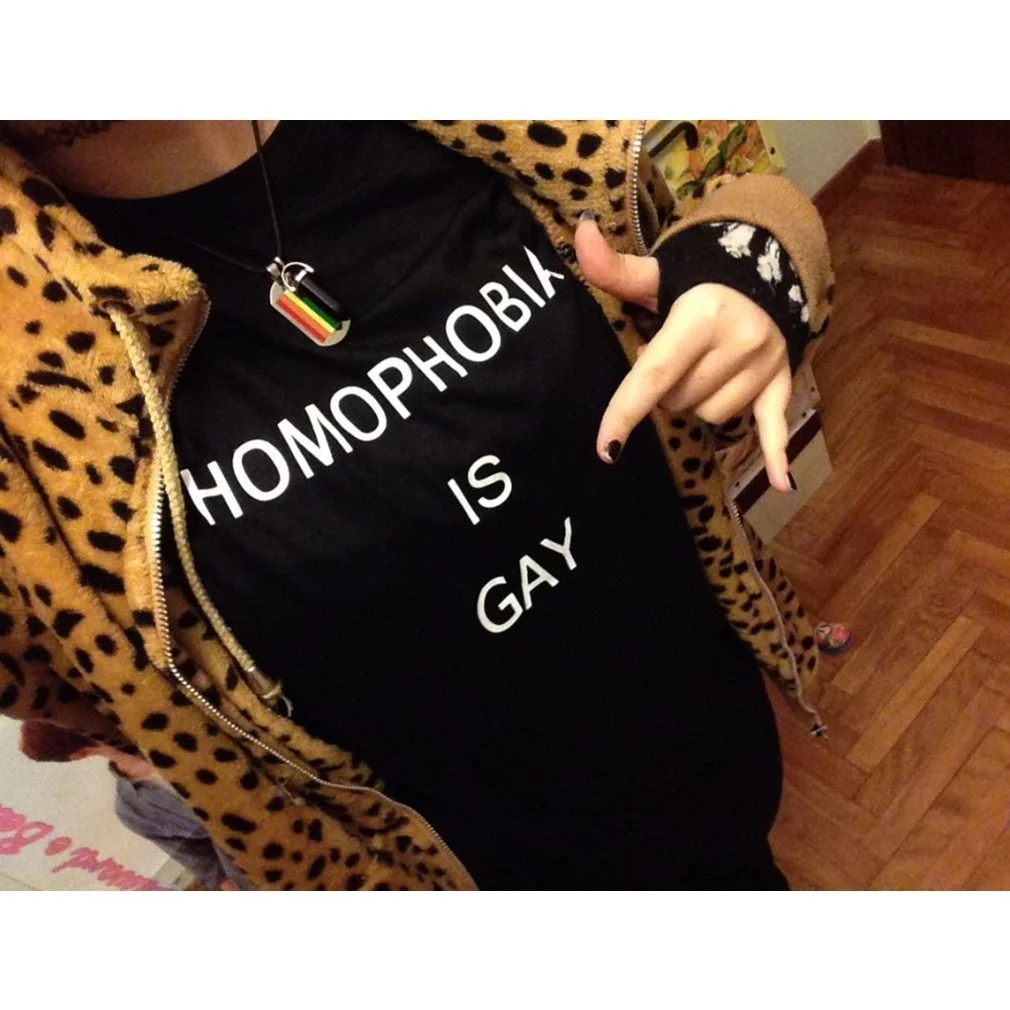 hahayuleSummer Casual Shirts HOMOPHOBIA IS GAY Letter Print T Shirt ...