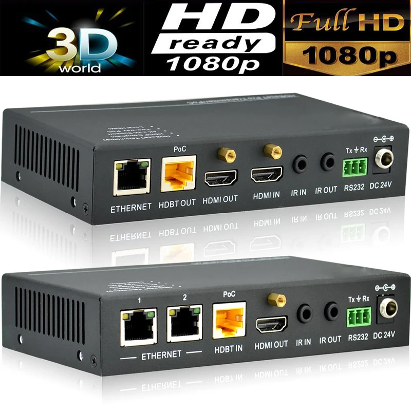 2 port 4K HDMI HDbaset extender(RJ45+HDMI loop) RS232 BI direction IR ...