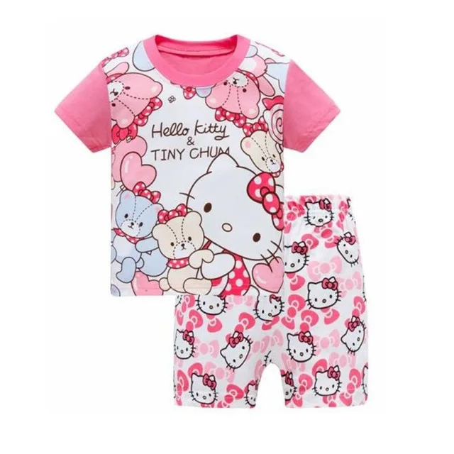 Hello Kitty Kids Pajamas Kawaii Cartoon Hello Kitty Girls T shirt Short ...
