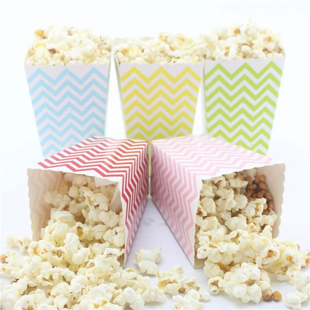 12pcs/pack Colorful Chevron Paper Popcorn Boxes Pop Corn Favor Bags for ...