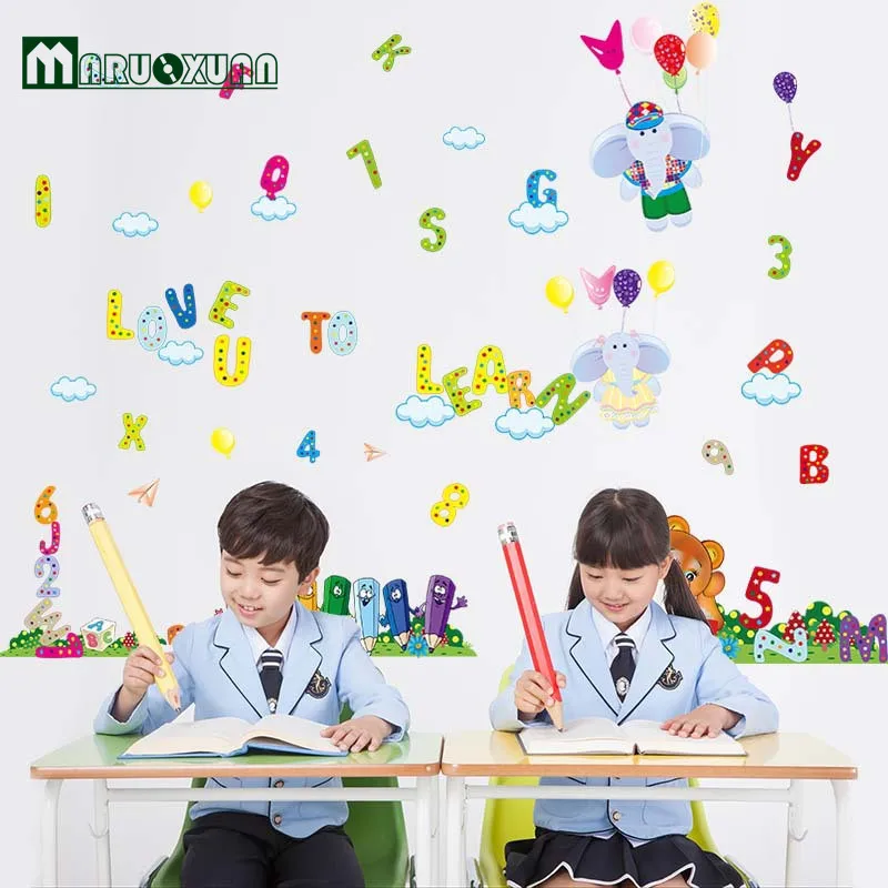Wall-Stickers-Factory-Wholesale-Cartoon-English-Letters-I-Love-Learning ...