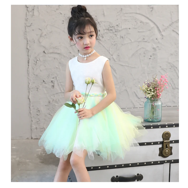 Sleeveless Kid Girls Dress 2018 Summer O neck Patchwork Princess Knee ...