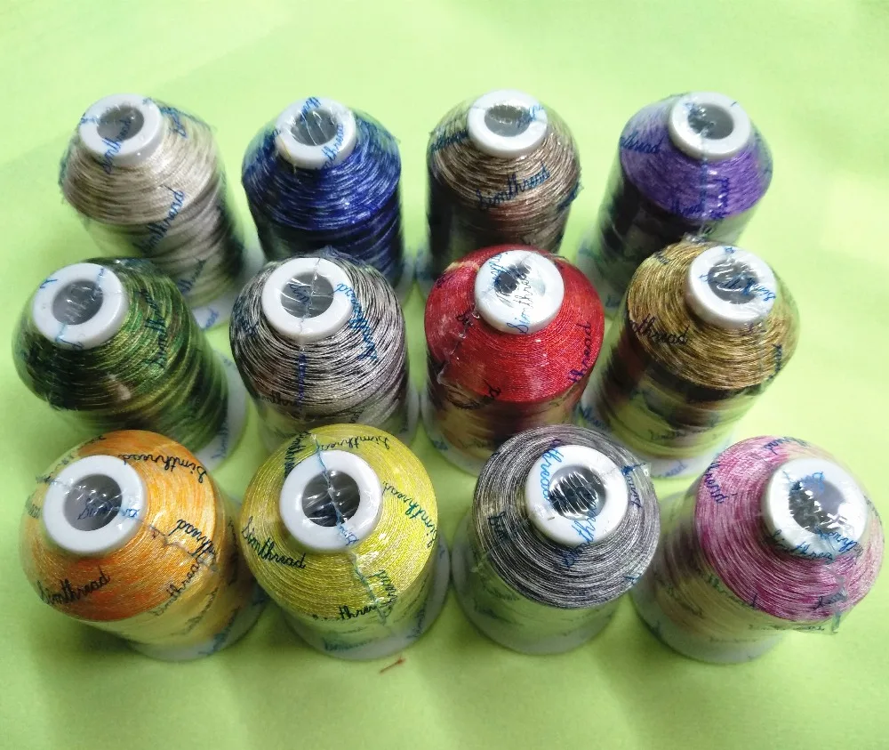 Simthread 12 New Multi colors Polyester Embroidery Machine Thread 1000 ...