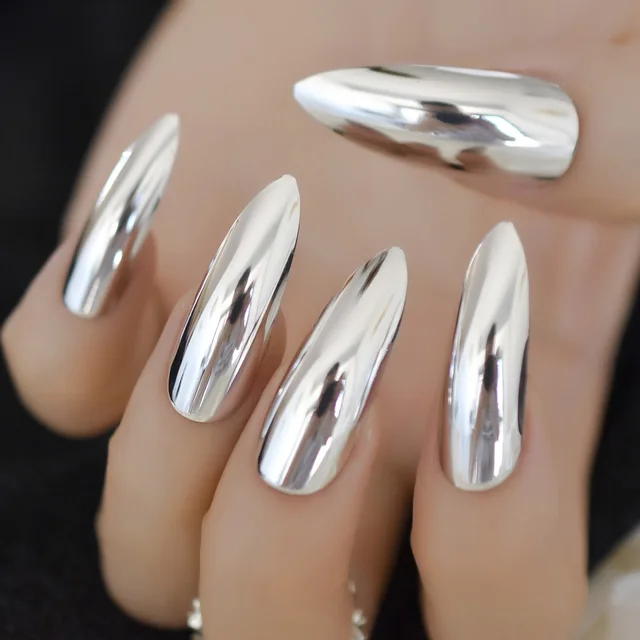 Pink Extra Long Sharp Nail Stiletto Pure Color Uv Fashion Smooth False