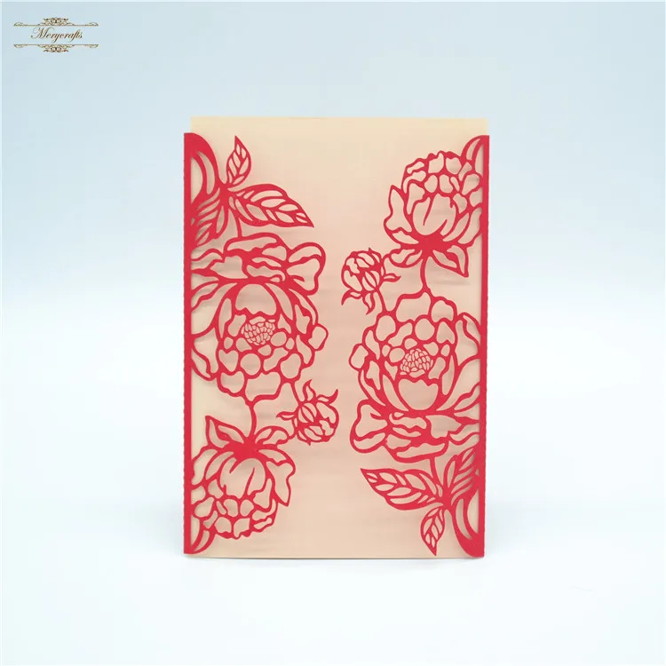 Ideal Products Laser Cut Elegant Flower Wedding Invitations Red - Cards ...