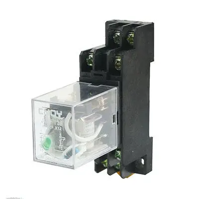 35mm DIN Rail DPDT 8Pin Green Light Electromagnetic Power Relay DC 24V ...