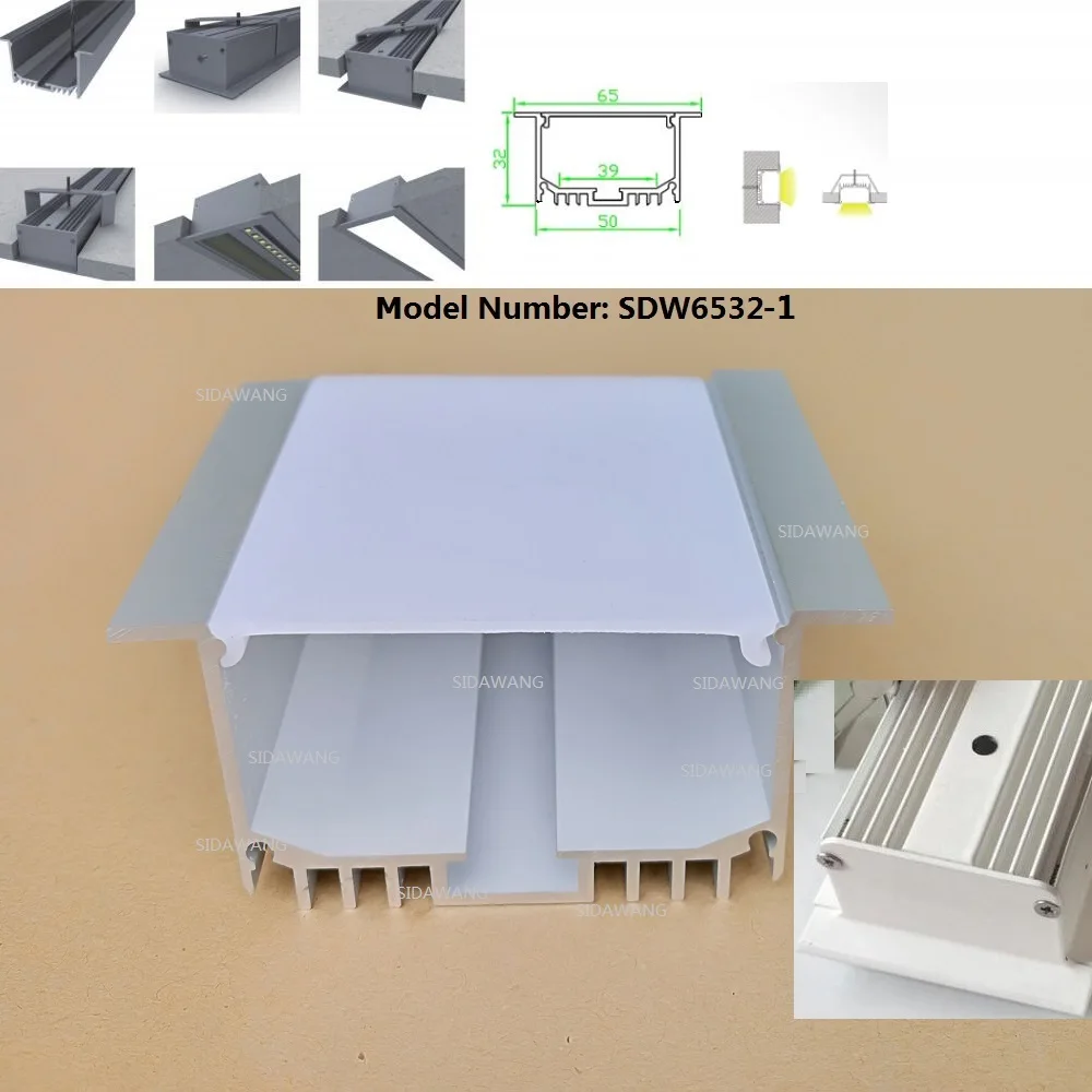 10pcs X 1m T Shape Recessed Aluminum Led Profile With Pc Milky Diffuser ...