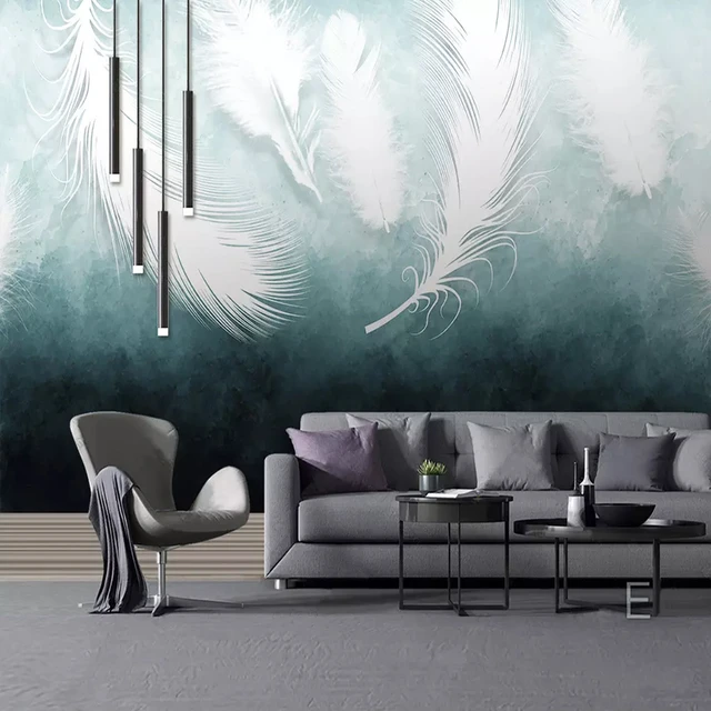 White Feather Textured Wallpaper