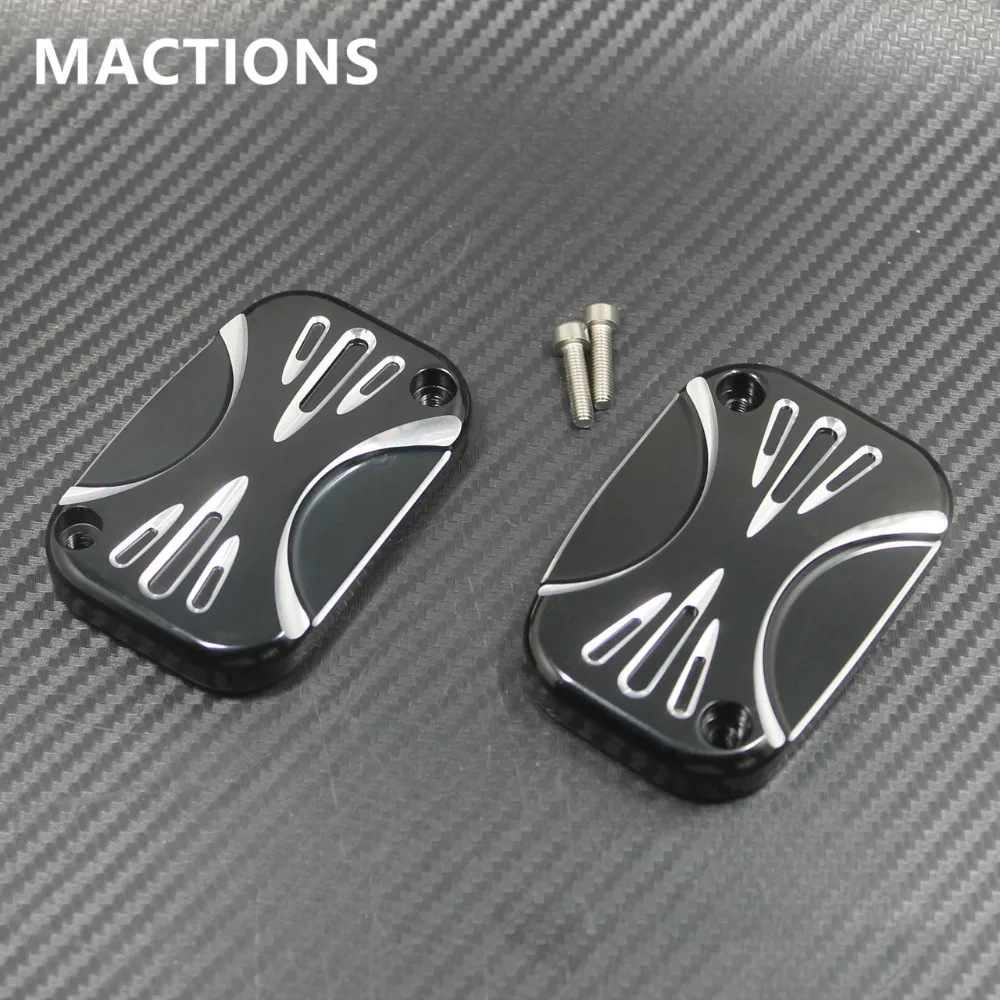 Motorcycle L&R Black Brake Master Cylinder Cover For Harley Touring ...