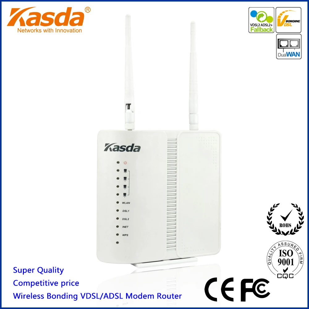 Kasda Wireless ADSL VDSL Router Bonding Modem 300Mbps KW5226 with 2 DSL ...
