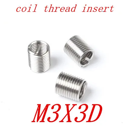 50pcs M3*3D M3x3D M3 Screws Thread Inserts Stainless Steel Coiled Wire ...