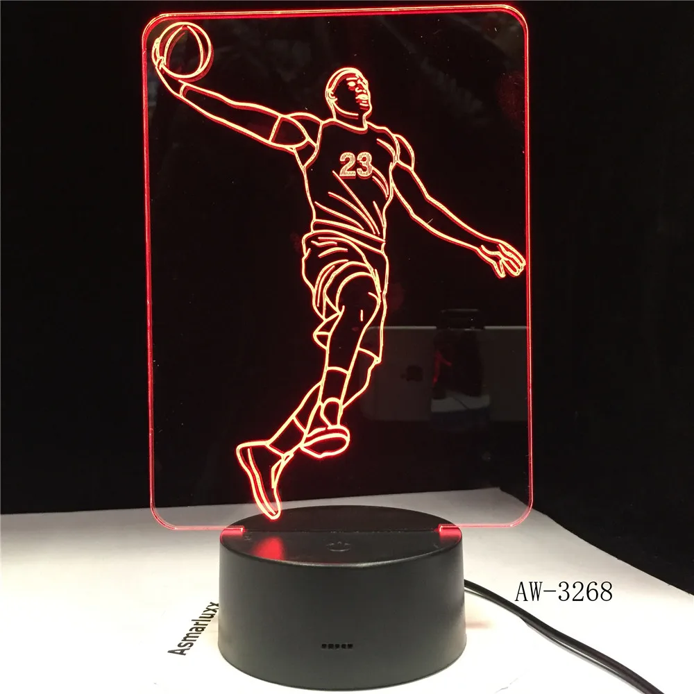 LeBron Player 23 Basketball Shape LED NightLight 3D Table Desk Lamp ...
