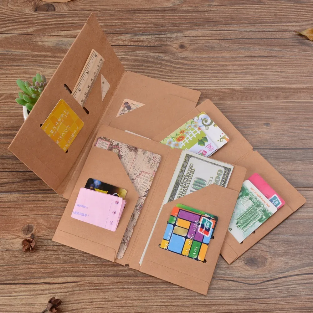 Moterm 크래프트 종이 파일 홀더 여행자 노트북 액세서리 빈티지 레트로 카드 포켓 스토리지 표준포켓여권file Holderpaper File Holderfile