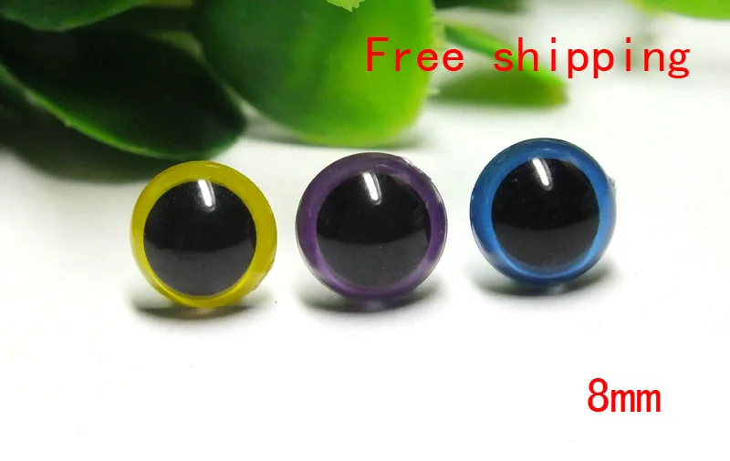 8mm 60pcs mixed color Safety Eyes/ round PUPIL Plastic eye with white ...