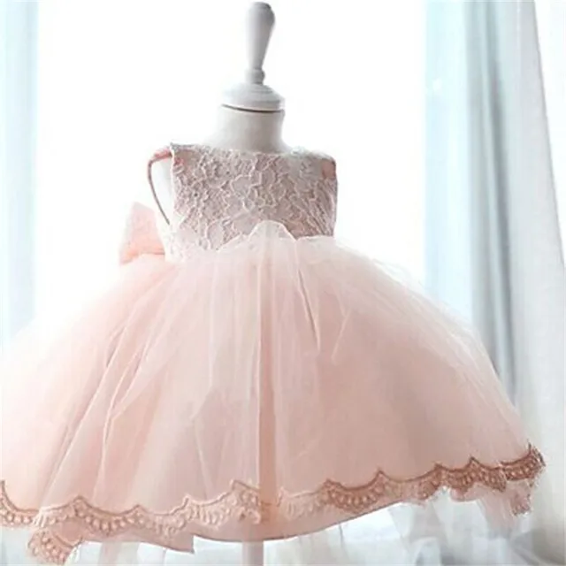 Sweet Pink Princess Dress for Baby Christening Gown First Birthday ...