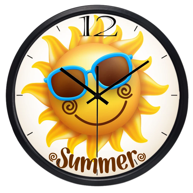 Sun Flower Smile Face Warm Wall Clock, Slient Shop Clock For Family ...