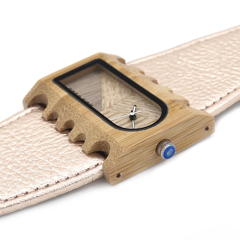 Bobo Bird Fishbone Watches Case Wide Strap Wooden Watches Ladies ...