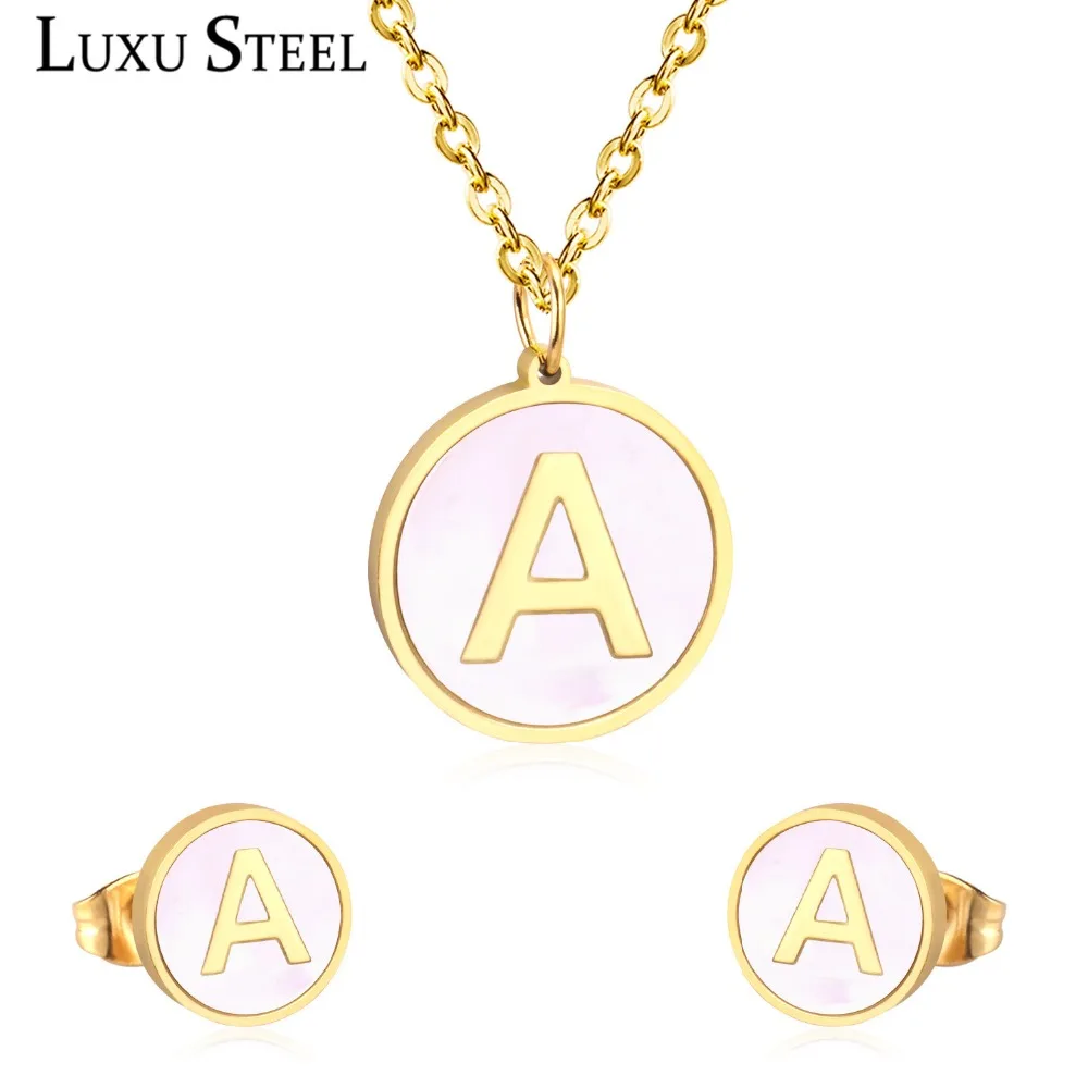 LUXUSTEEL Conjunto de joyería con letras para mujer, Collar con ...