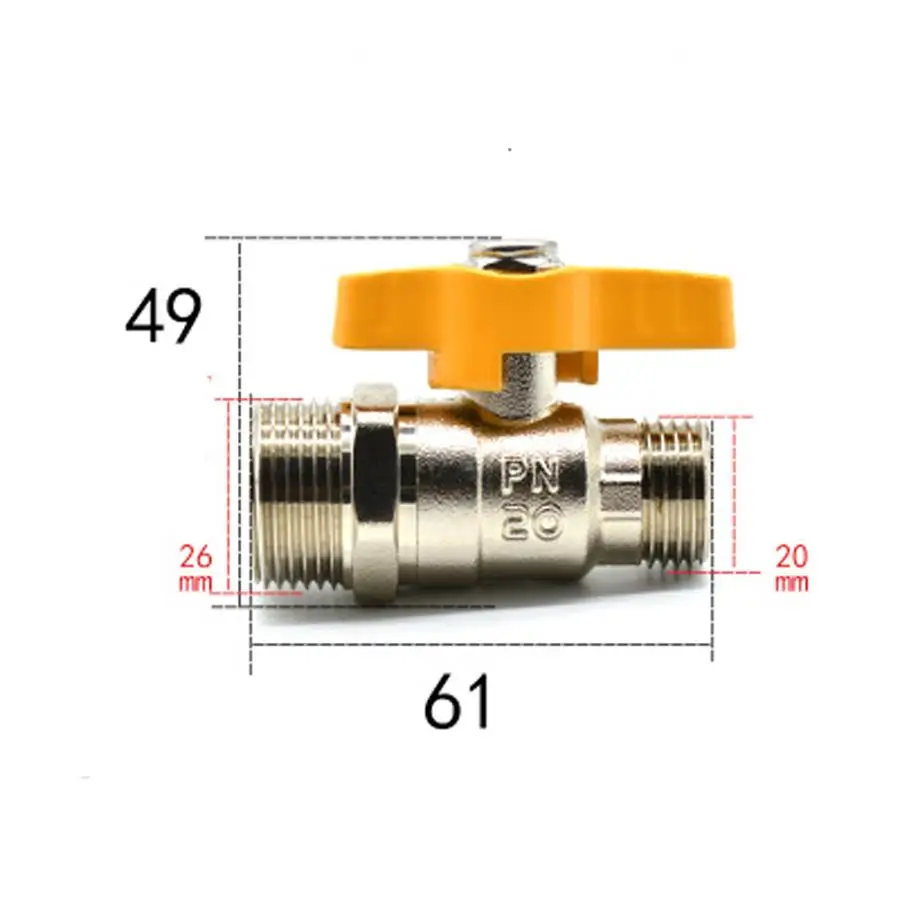 Dn20 G 3/4" Bsp Male Turn To Dn15 G 1/2" Bsp Male Brass Ball Valve Water Gas Oil Port Size 12mm ...