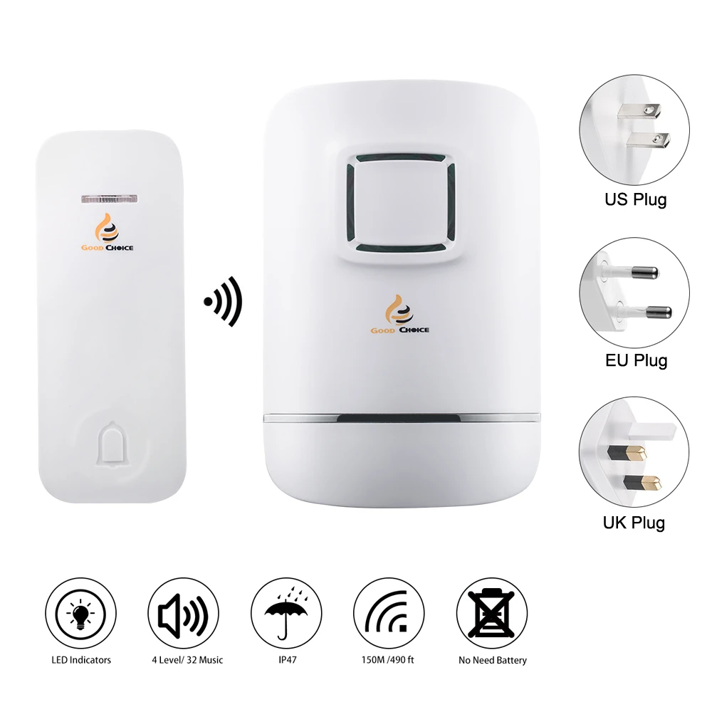 Wireless Doorbell,door Bell Chime,no Need Battery,ip47 Waterproof ...