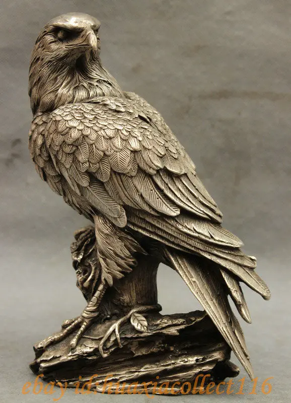 9-Chinese-Fengshui-Silver-Carving-Hawk-Eagle-King-Birds-Animal-Statue ...