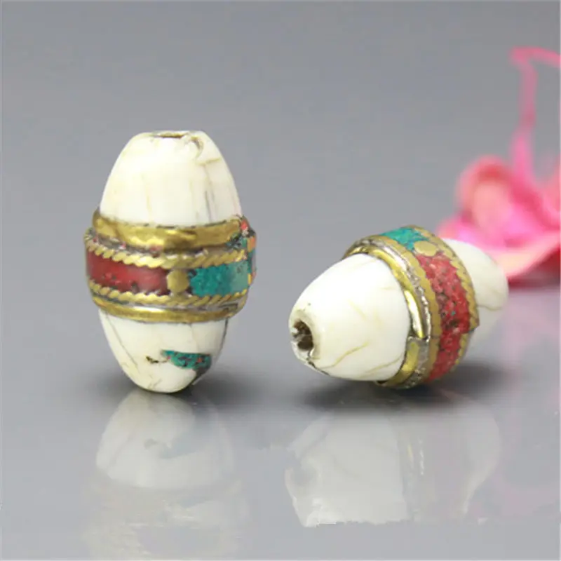NBB295 Nepal Brass Golden Belt Wrapped Old Conch Shell Beads 25 30mm ...