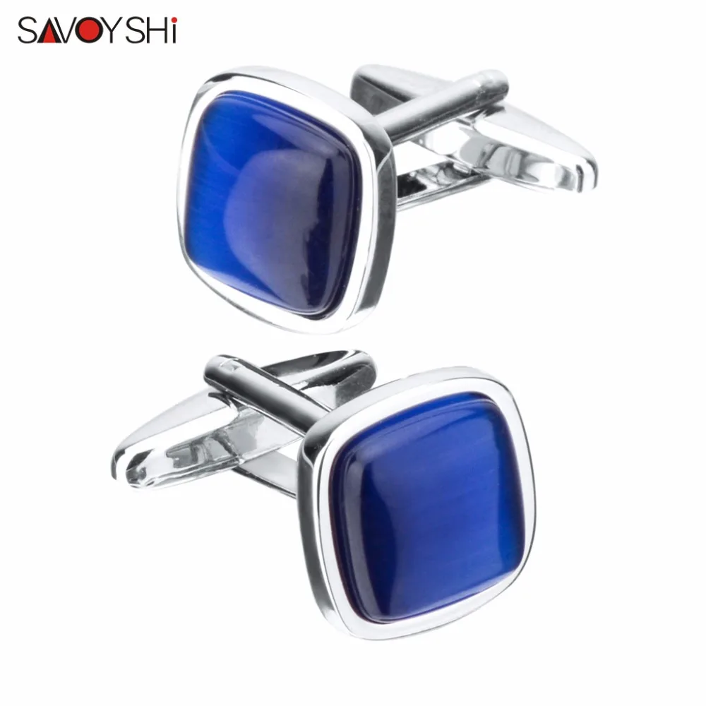 SAVOYSHI-Blue-Opal-Stone-Cufflinks-for-Mens-Shirt-Cuffs-High-Quality ...