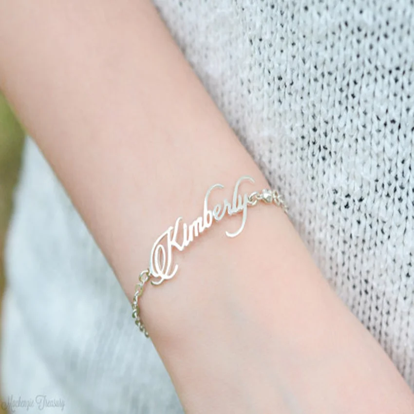 Stainless Steel Personalized Any Name Bracelets And Bangles Three Color