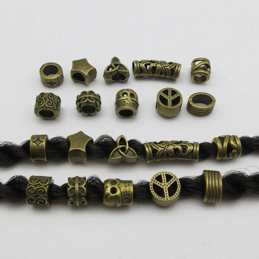 10pcs/pack Bronze different 10 styles viking hair braid dread dreadlock ...