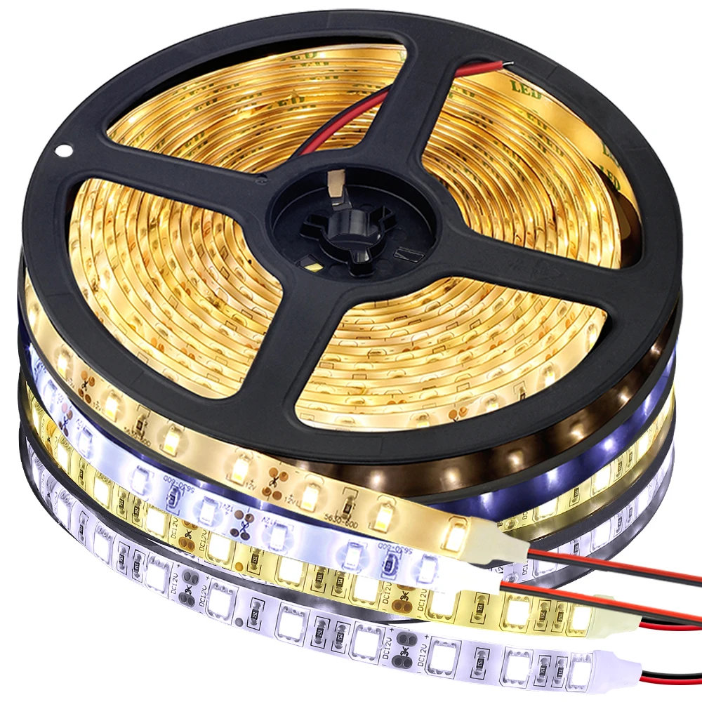 12V LED Strip 5050 5630 SMD 60LEDs/m 5m/lot Flexible strip light super ...