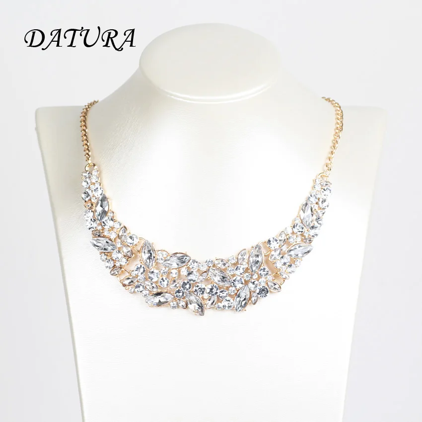 New Fashion Crystal Flower Necklaces For Women Statement Choker Maxi ...