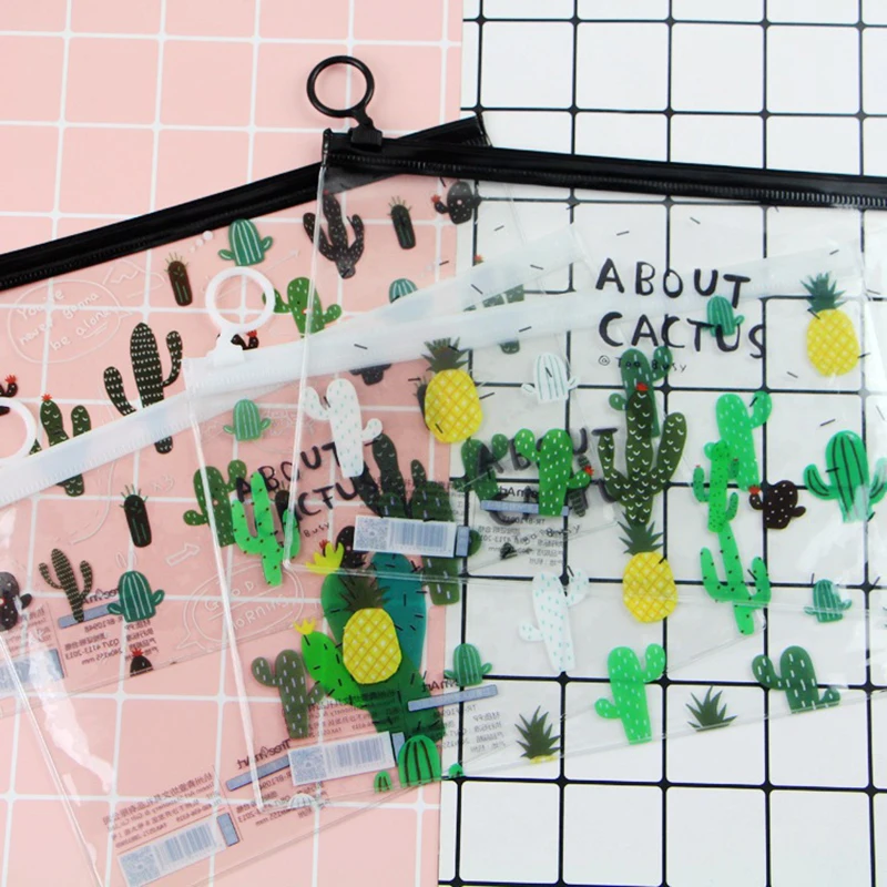 Cute Cactus Forest Transparent PVC A5 File Folder Document Filing Bag ...