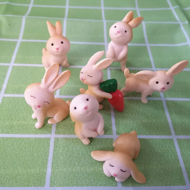 Miniature rabbit in a cup tiny clay figurines home decor Dolls ...