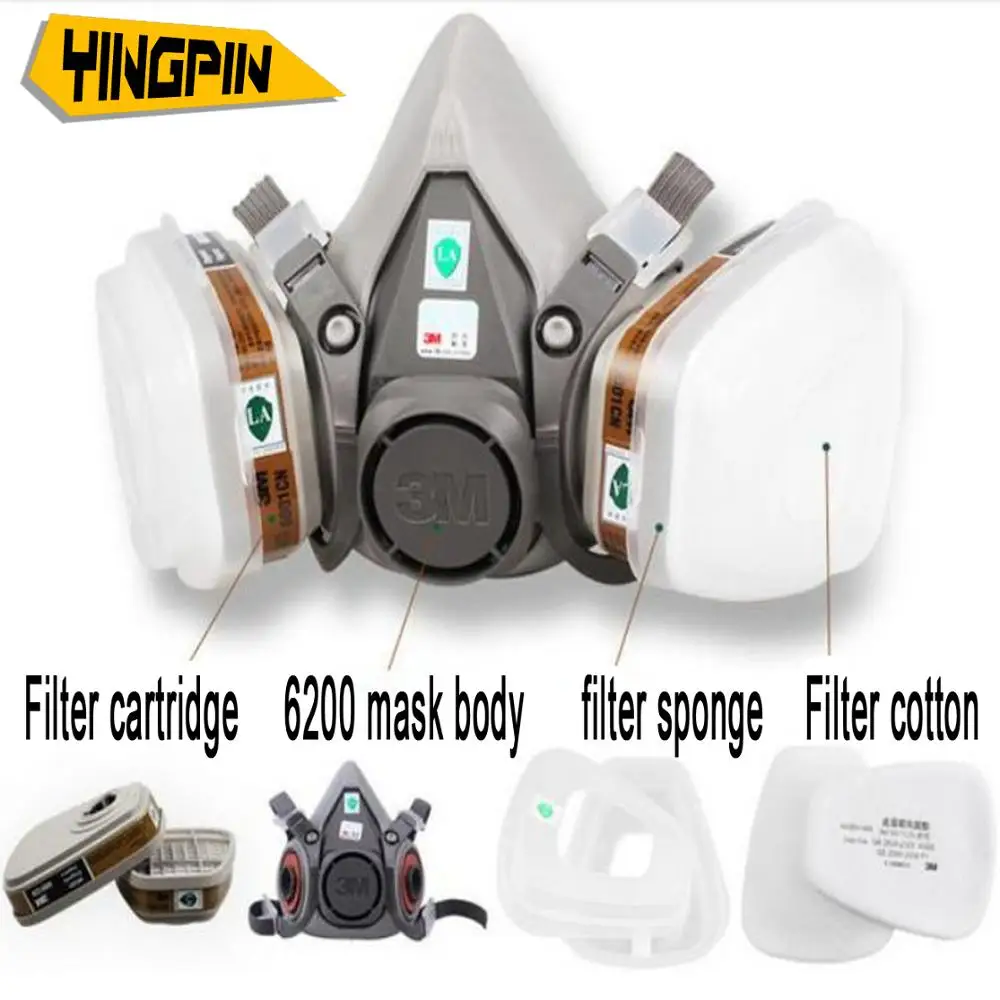 Máscara de gas 3M6200, mascarilla anti gas, anti químicos, 3M620P mascarilla de pintura en ...