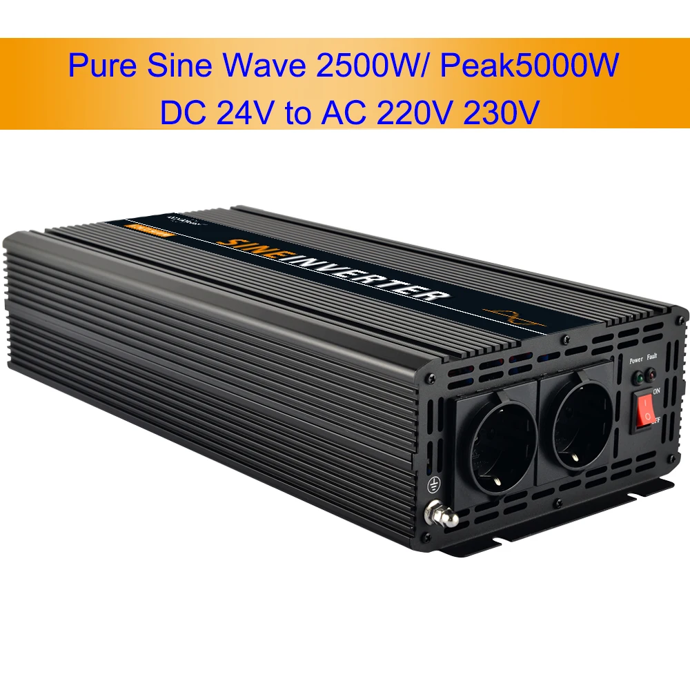 Peak 5000w Rated 2500w Pure Sine Wave Solar Power Inverter Dc 24v To Ac ...