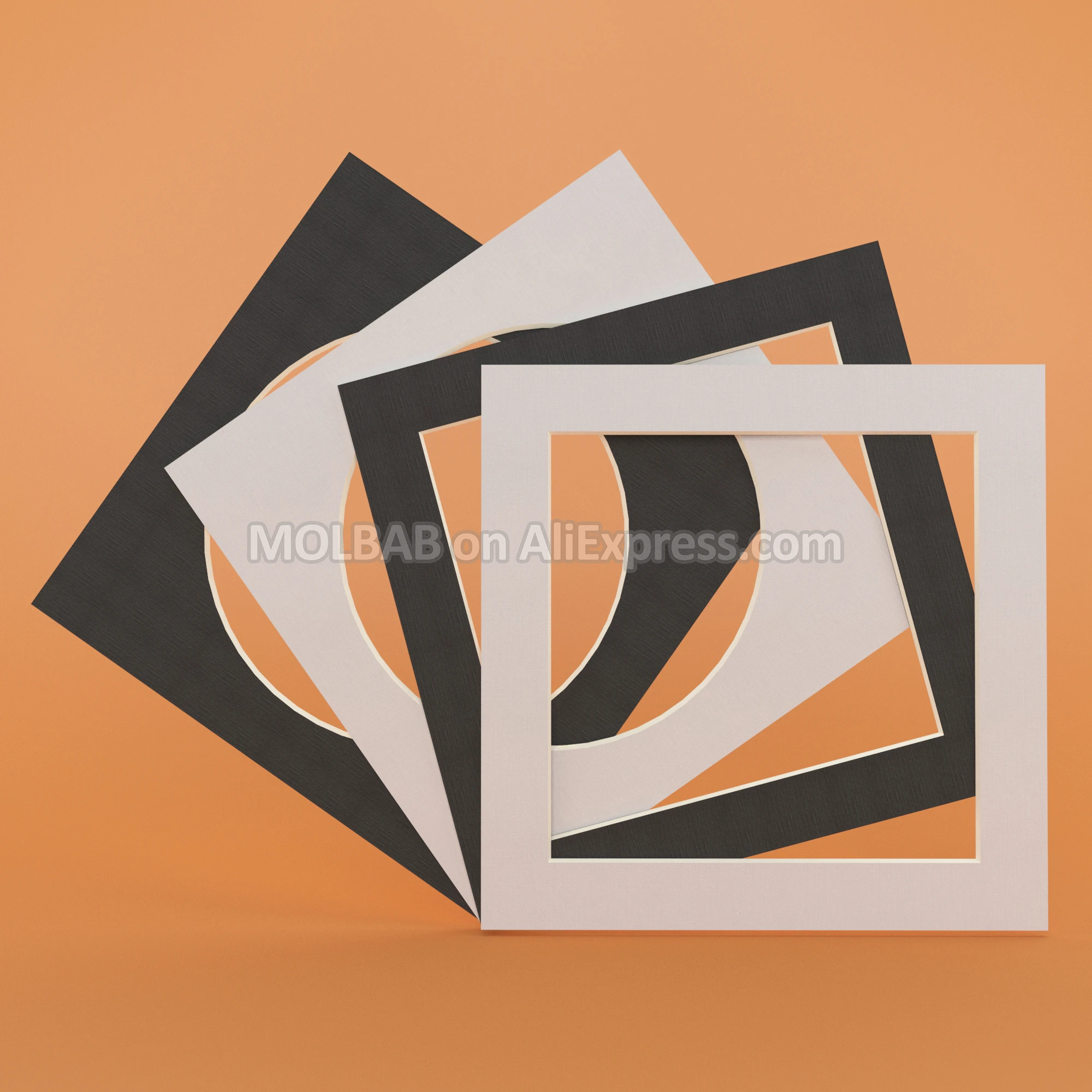 White/Black Photo Mats Square Circle 8/10/12/14/16 Inch Paperboard ...