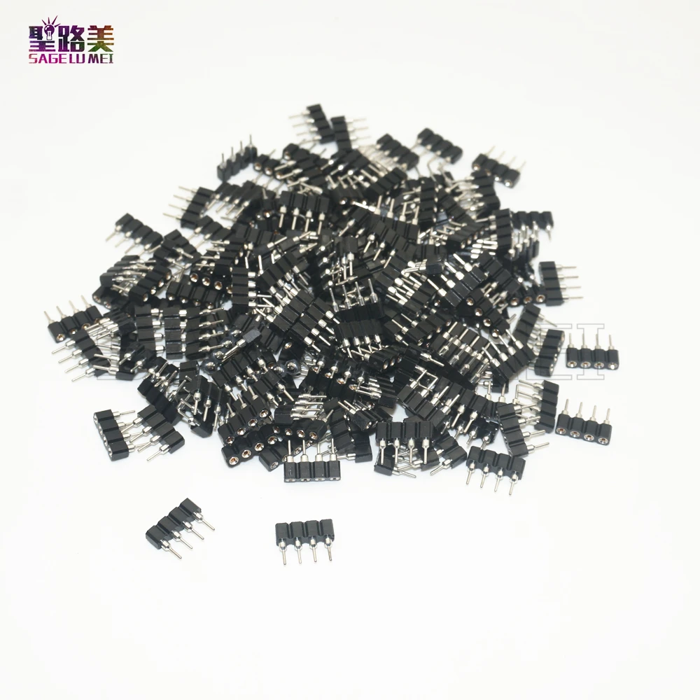 100pcs/200pcs/500pcs/1000pcs 4pin RGB connector 4 pin needle male to ...