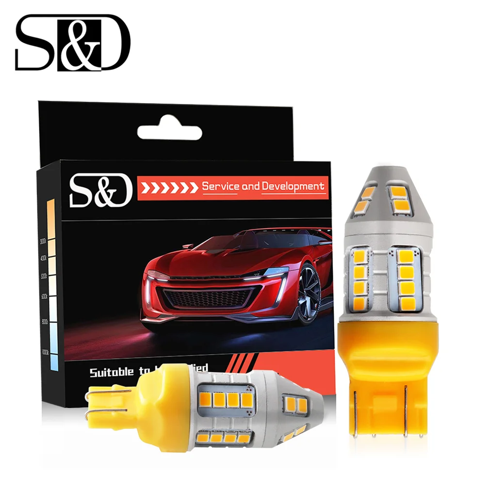 2Pcs Auto LED Bulbs WY21W T20 LED W21W W21/5W 7440 7443 DRL Turn Signal ...