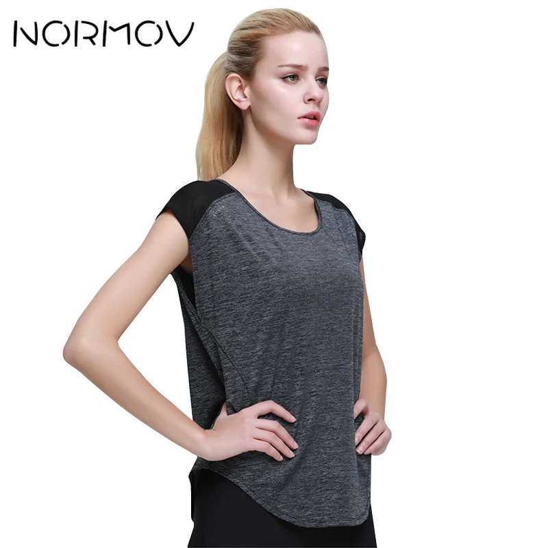 Normov Running Yoga Shirt Women Blouse Workout Short Sleeve Sweatshirt