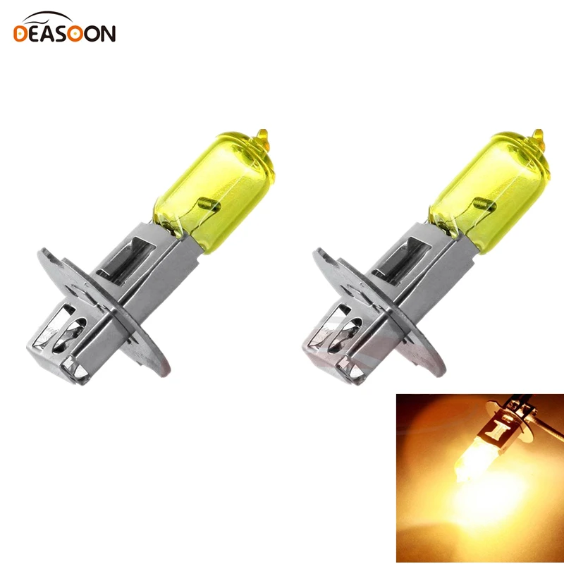 2pcs H3 Halogen Car Bulb 55w 3000k Yellow Headlight Fog Lamp 12v Xenon ...