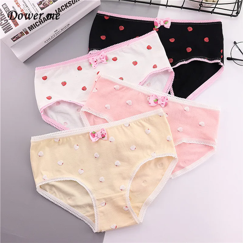New 12pcs Lot Sweet Printing Women Panties Ladies Candy Color Cotton