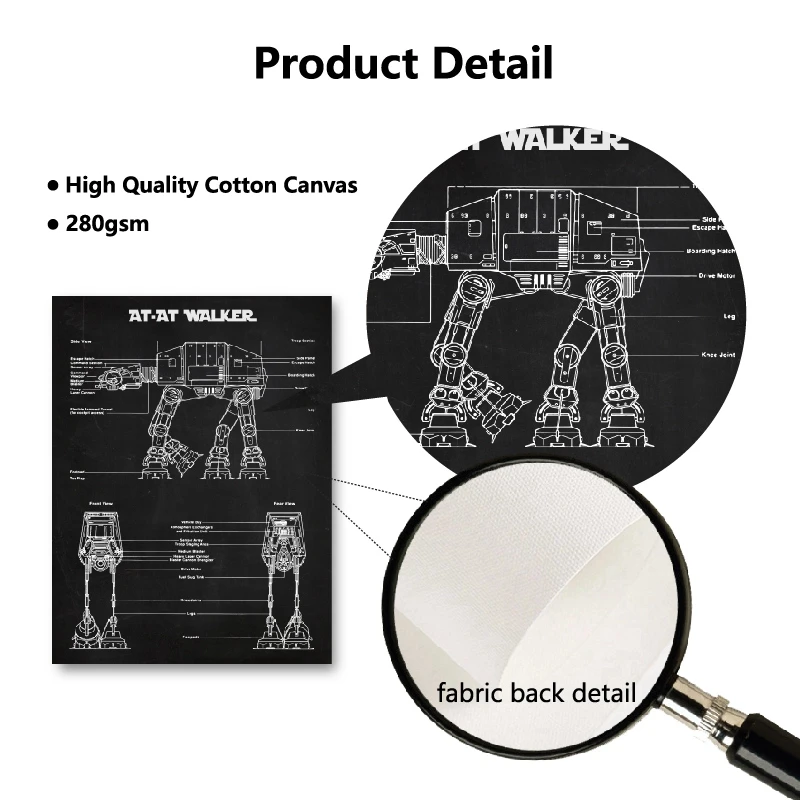 AT-AT Walker Blueprint Wall Art Star Wars Vintage Posters Print ...