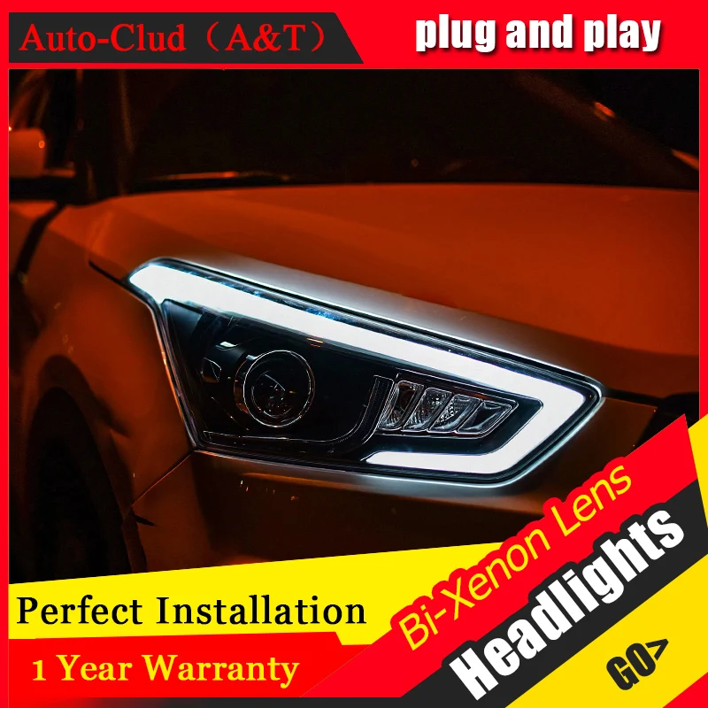 Car Styling For hyundai ix25 led headlights For hyundai ix25 head lamp Angel eye led DRL front ...