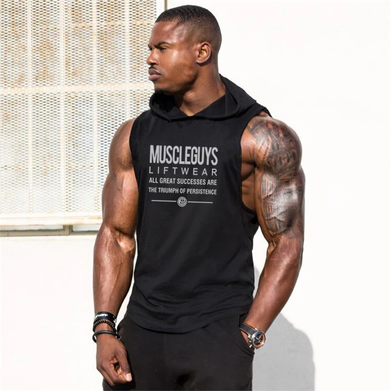 Muscleguys Liftwear Sleeveless Shirt with hoody Brand gyms Clothing ...