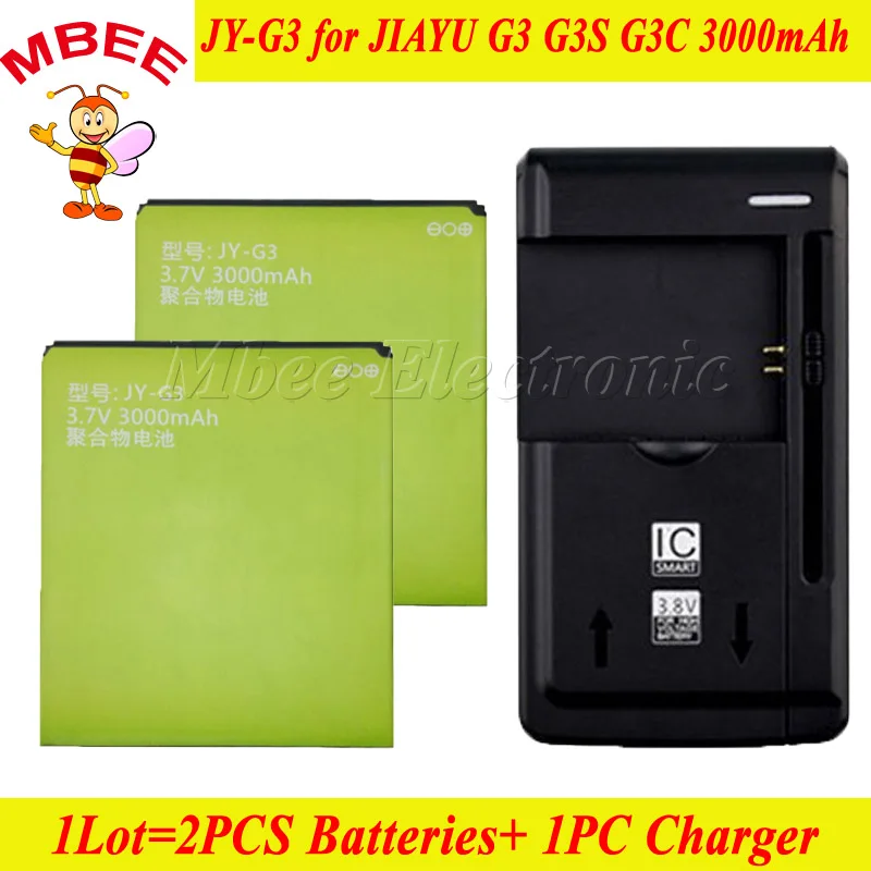 Cargador de escritorio + 2 piezas, batería de JY G3 versión de 3000mAh para JIAYU G3 G3S G3C ...